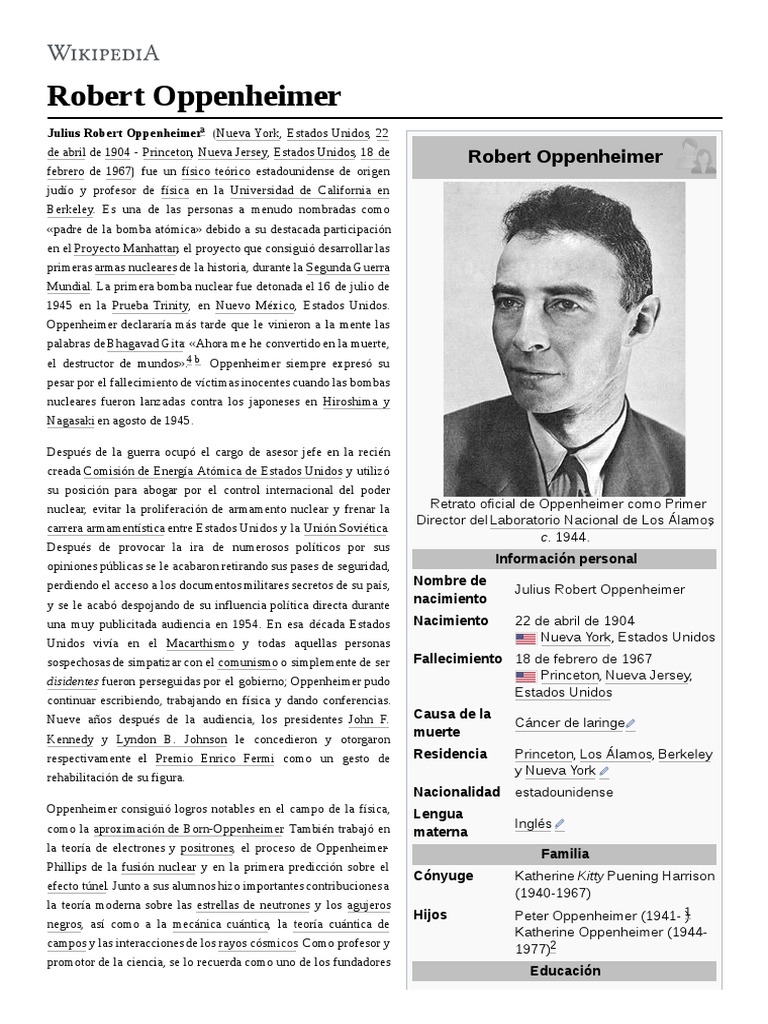 Robert Oppenheimer | PDF | Proyecto Manhattan