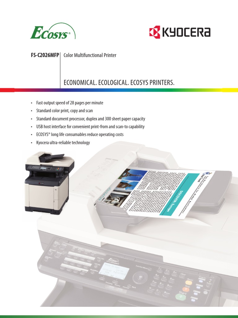 FS C MFP 2026 Spec | PDF | Image Scanner | Printer (Computing)