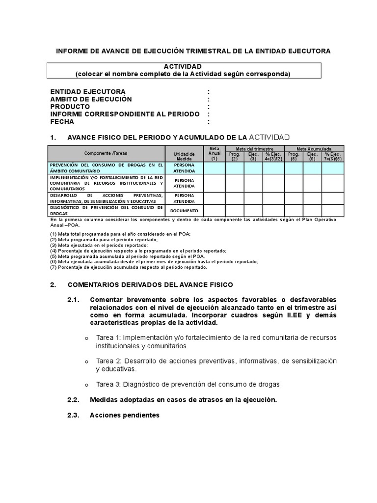 Formato de Informe Trimestral | PDF | Business