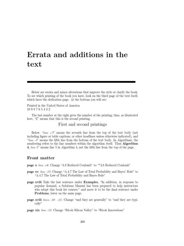 Errata and Corrections List | PDF | Matrix (Mathematics) | Mathematical ...