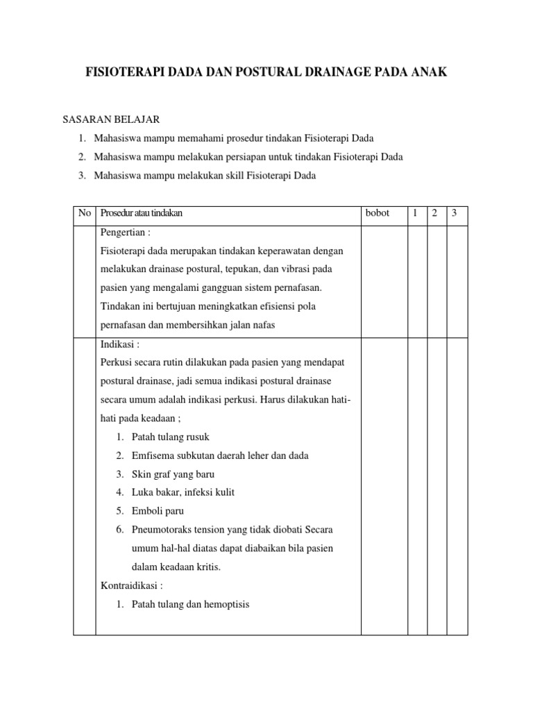 Fisioterapi Dada Dan Postural Drainage Pada Anak | PDF