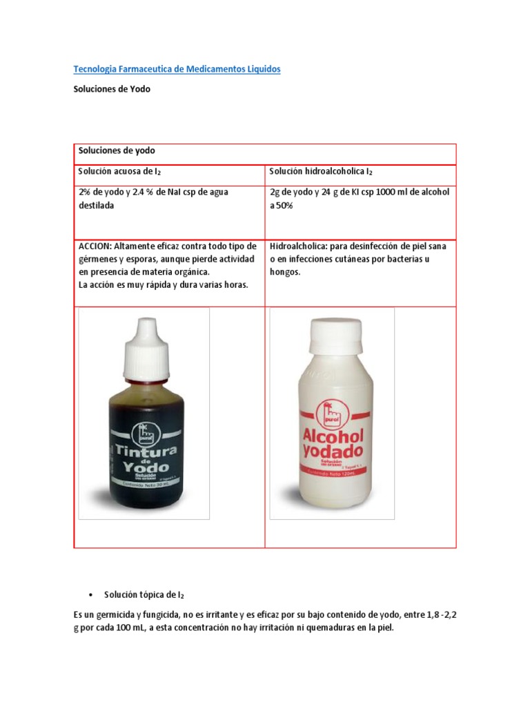 Diferencias entre yodo y alcohol yodado | PDF | Yodo | Solubilidad