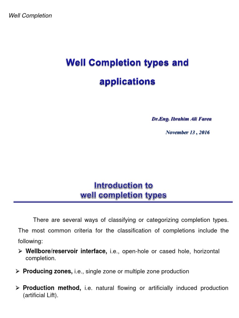 Well Completion Types and Applications | Casing (Borehole) | Petroleum ...