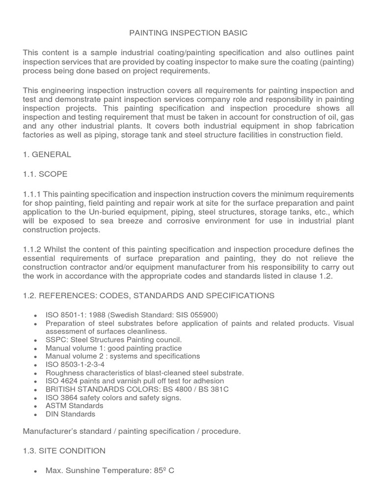 Paint Inspection Basic | Specification (Technical Standard) | Paint ...