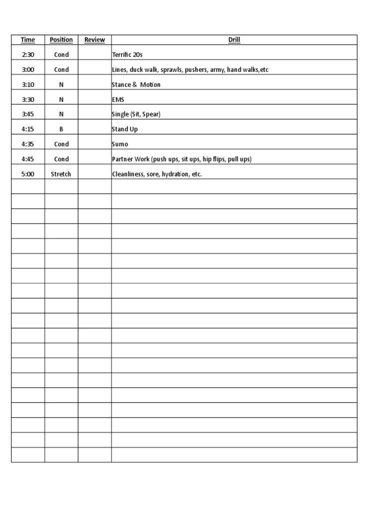 Wrestling Drills and Practice Schedule | PDF | Individual Sports | Sports
