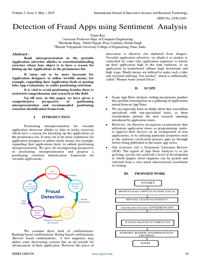 Detection Of Fraud Apps Using Sentiment Analysis Pdf Spamming Application Software