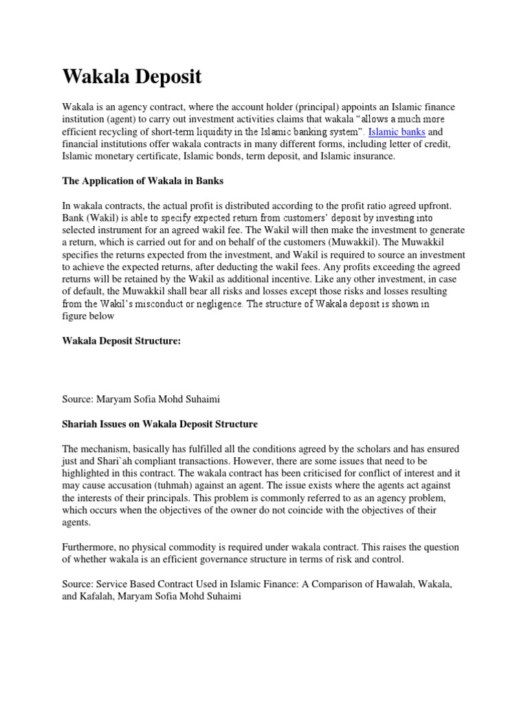 Wakala Deposit | PDF