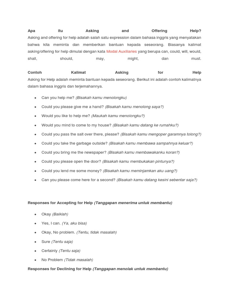 Apa Itu Asking and Offering Help | PDF | Indonesian Language | Nature
