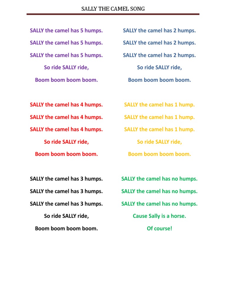 Sally The Camel Song | PDF