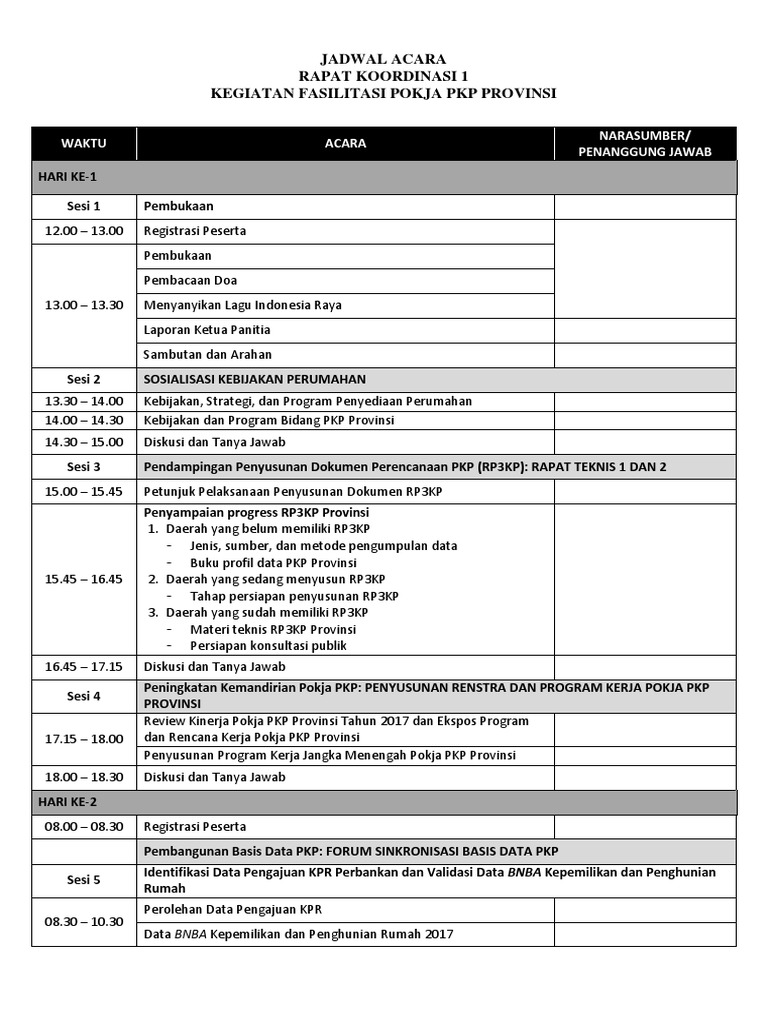 Contoh Draft Rundown Backup | PDF