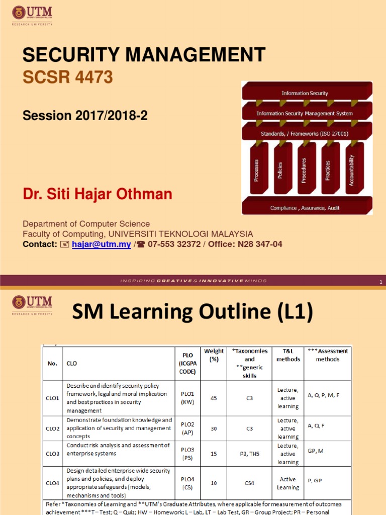 Hajar Lecture 1 Introduction To Security Management Pdf Information