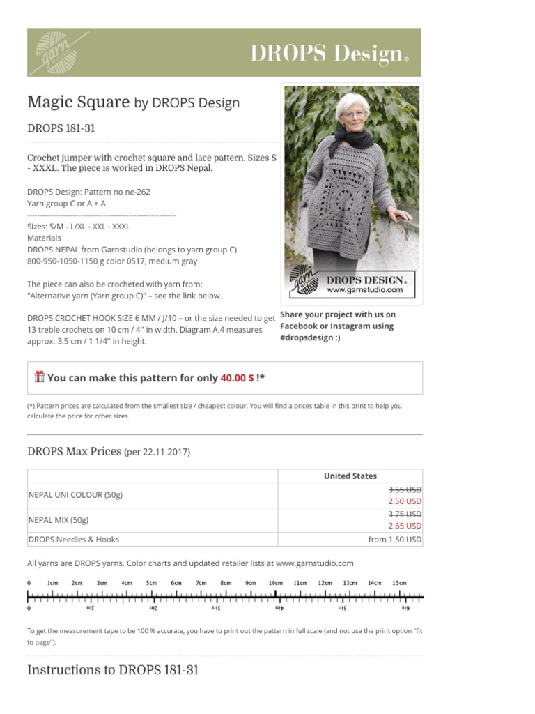 Magic Square: by DROPS Design | PDF | Crochet | Clothing Industry