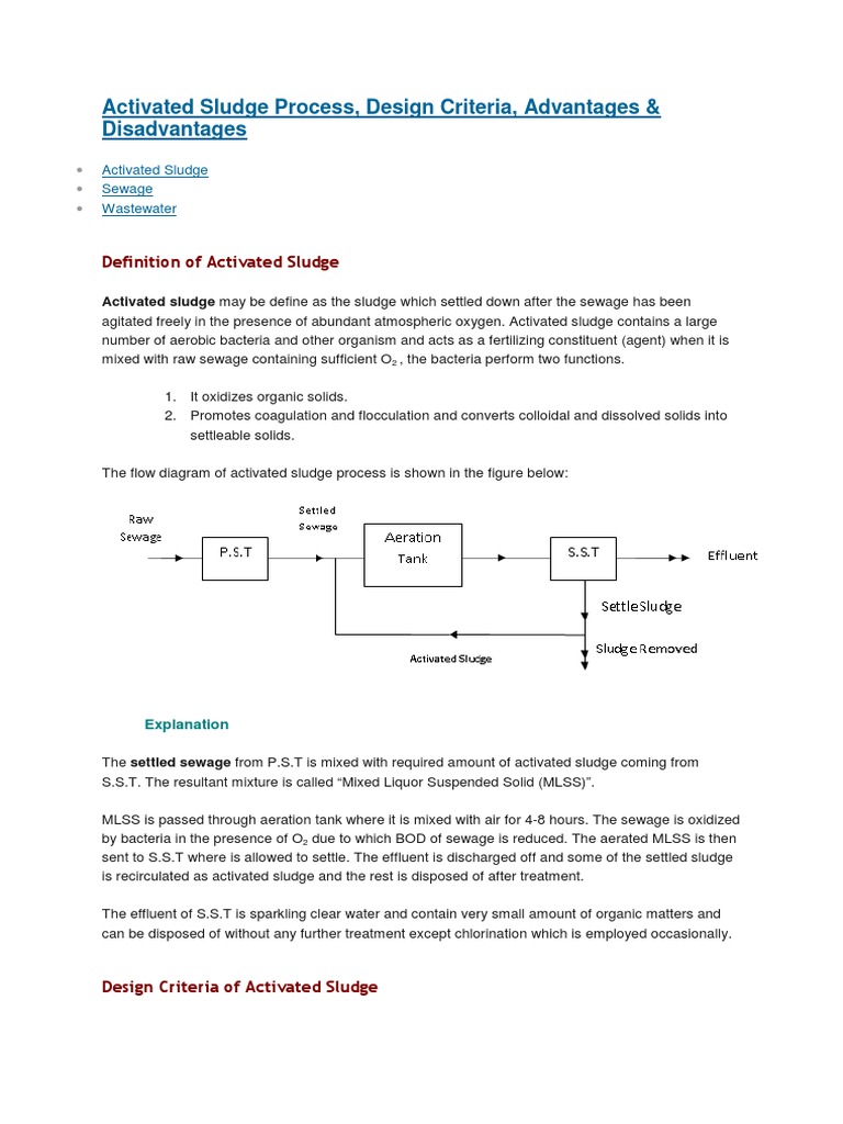 Activated Sludge Process, Design Criteria, Advantages & Disadvantages ...