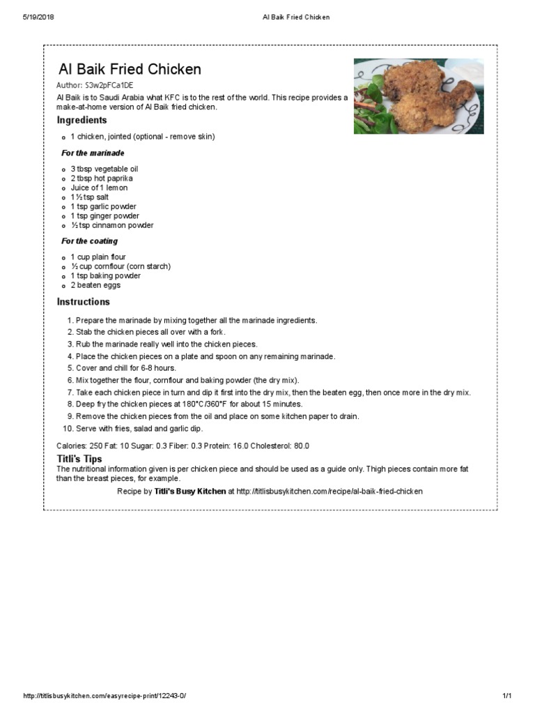 Al Baik Fried Chicken | PDF