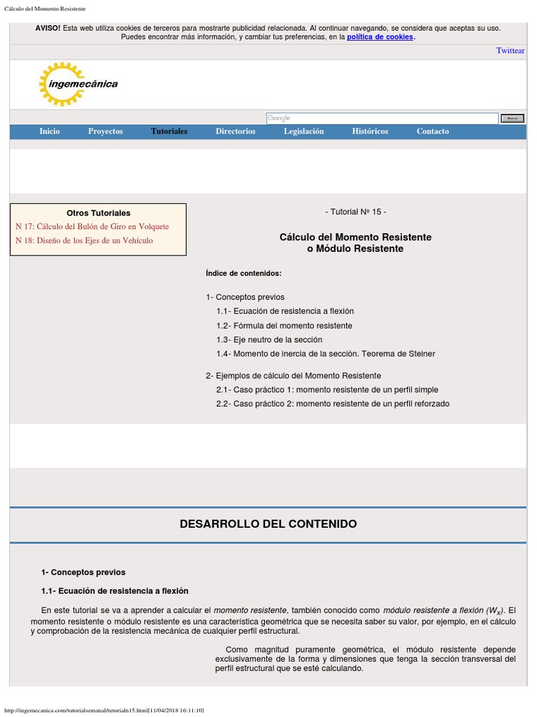 Cálculo Del Momento Resistente | PDF | Doblar | Mecánica