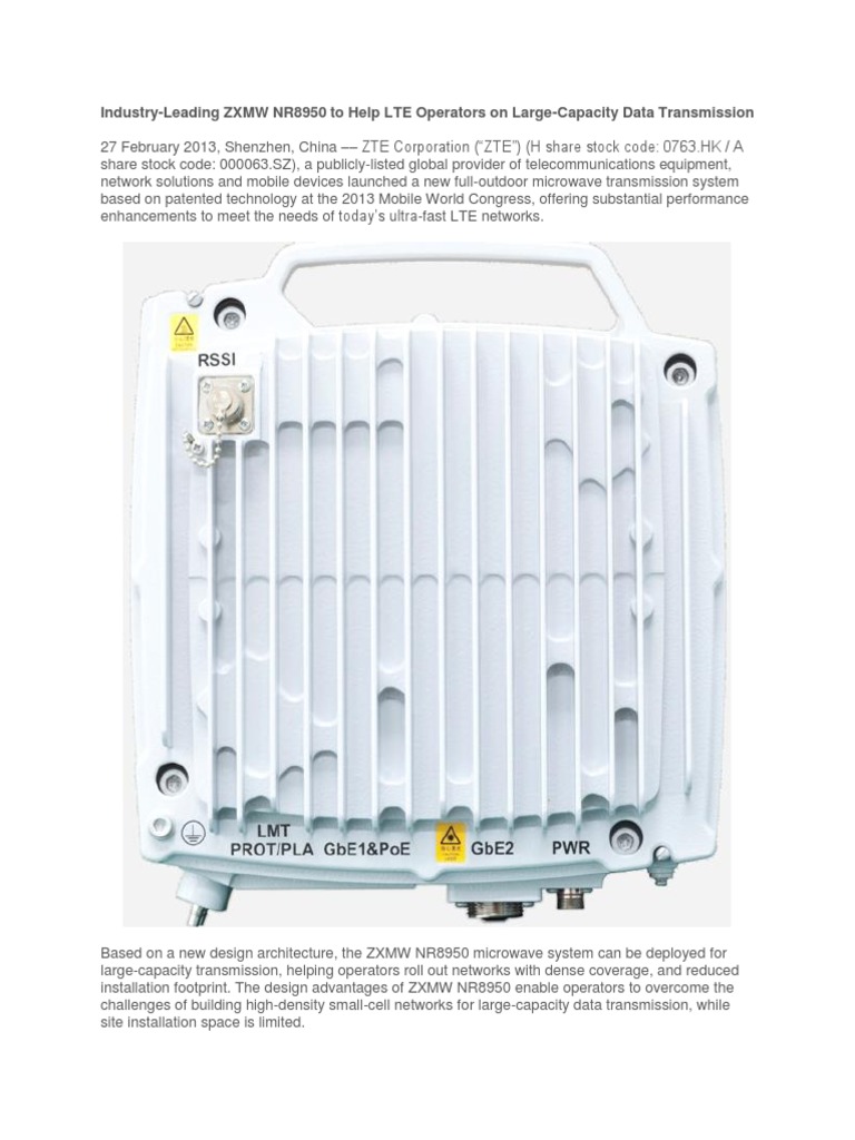 Industry ZXMW NR8950 | PDF