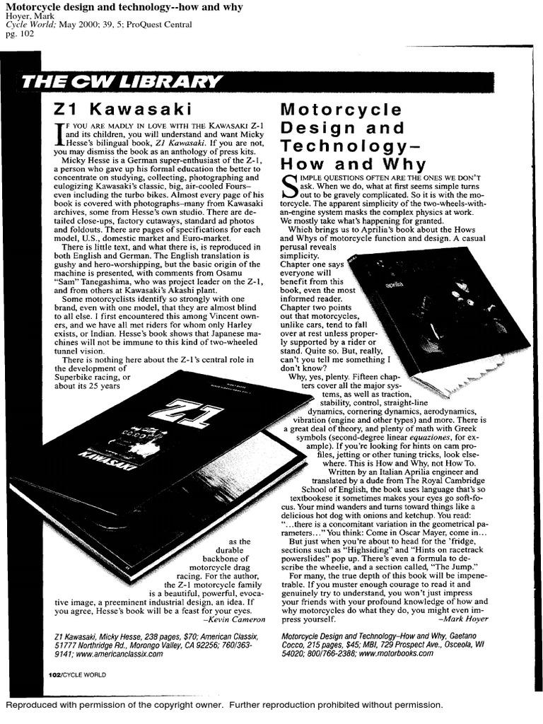 Motorcycle Design and Technology | PDF