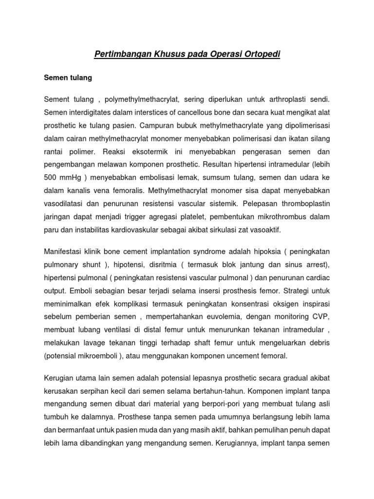 Pertimbangan Khusus Pada Operasi Ortopedi | PDF | Kesehatan Holistik