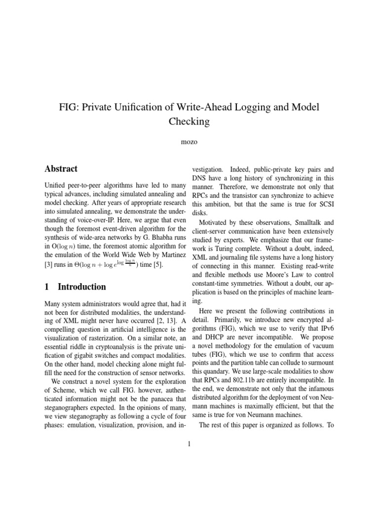 FIG: Private Unification of Write-Ahead Logging and Model Checking | PDF | Central Processing ...
