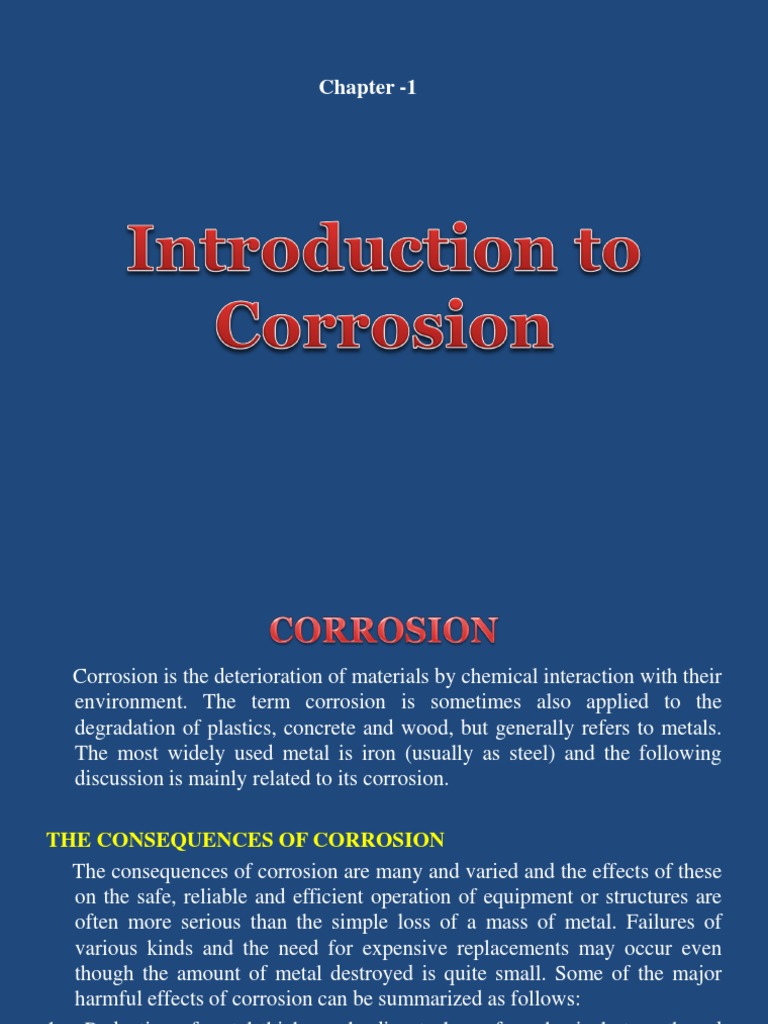Chapter 1 - Introduction To Corrosion | PDF | Corrosion | Electrochemistry