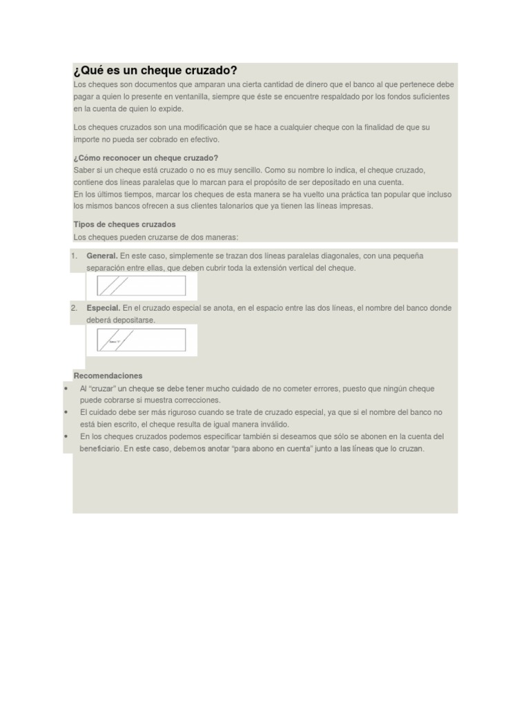 Qué Es Un Cheque Cruzado | PDF