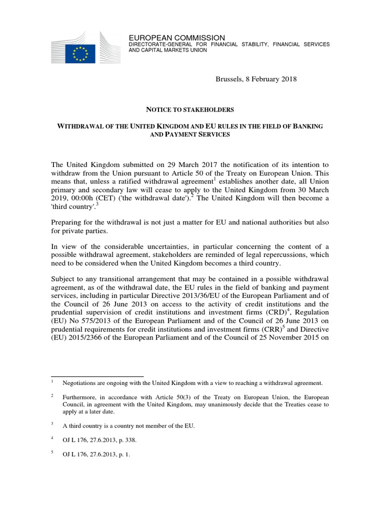 N W U K EU B P S: Otice To Stakeholders | PDF | Article 50 Of The ...