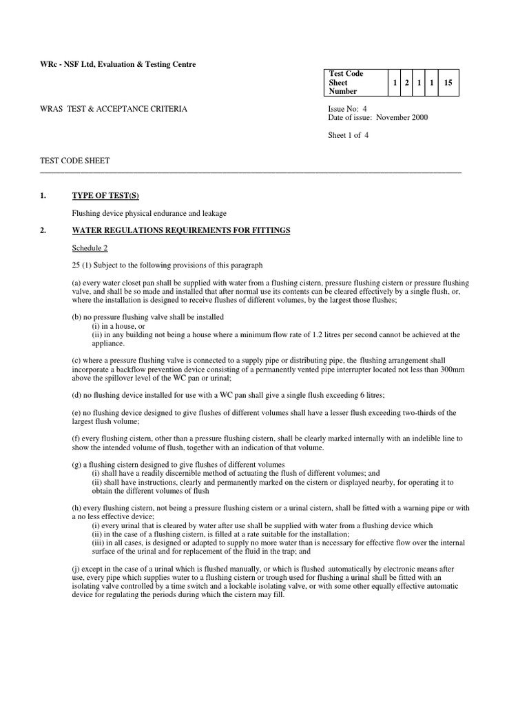 Flushing Device Test Criteria Guide | PDF | Hydraulic Engineering ...