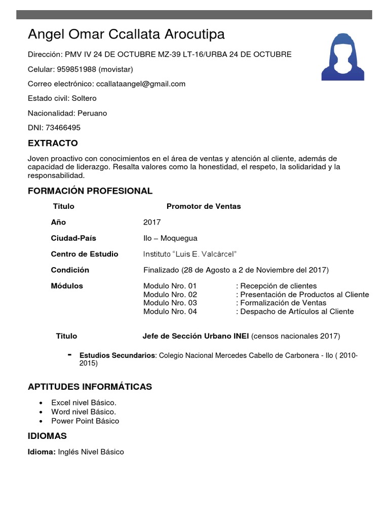 Curriculum Angel Ccallata | PDF | Business