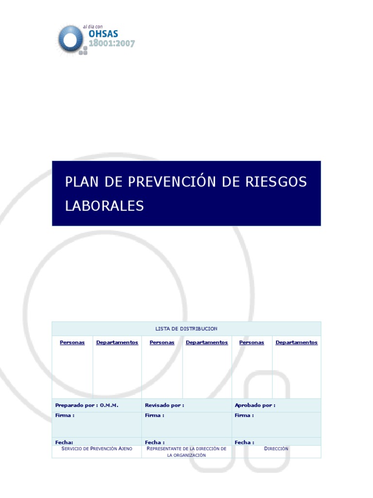 Plan de Prevencion de Riesgos Laborales | PDF | Derecho laboral | Seguridad y salud ocupacional