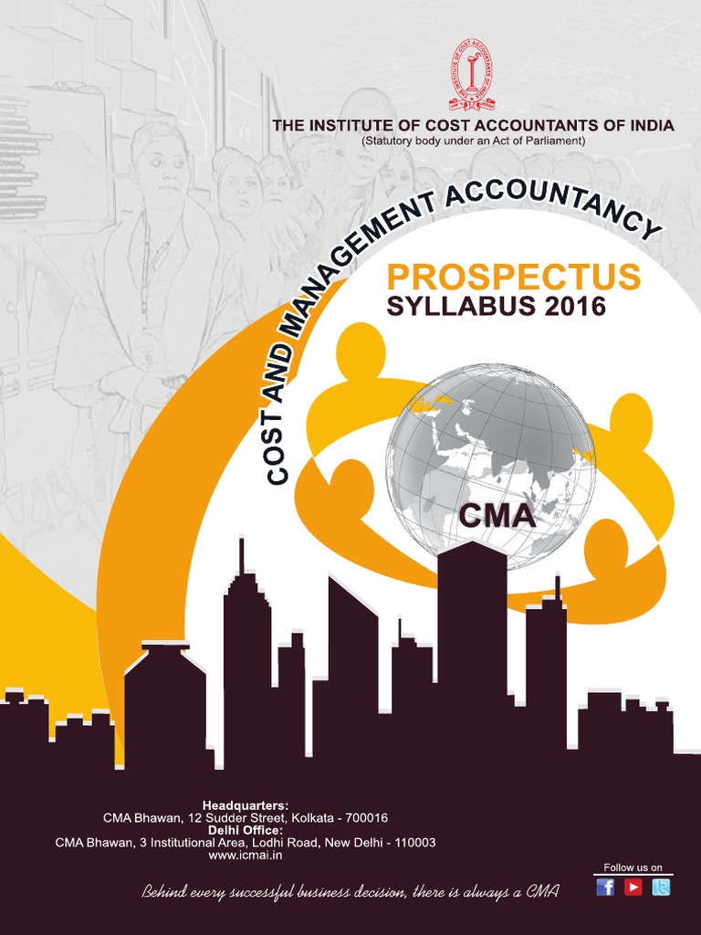 CMA Prospectus Syl 2016 | PDF | Management Accounting | University And College Admission