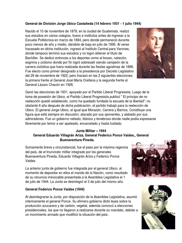 Jorge Ubico y Federico Ponce Vaides | PDF | Guatemala | Elecciones