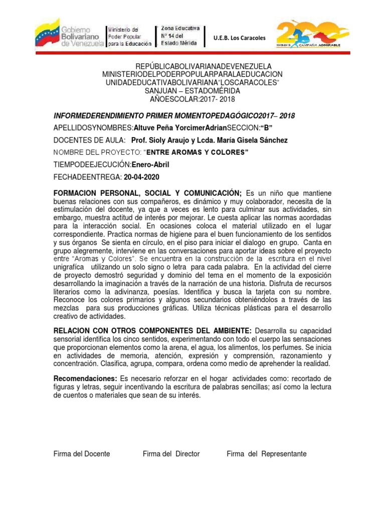 Boletas Modelos de Preescolar | PDF | Lectura (proceso) | Aprendizaje