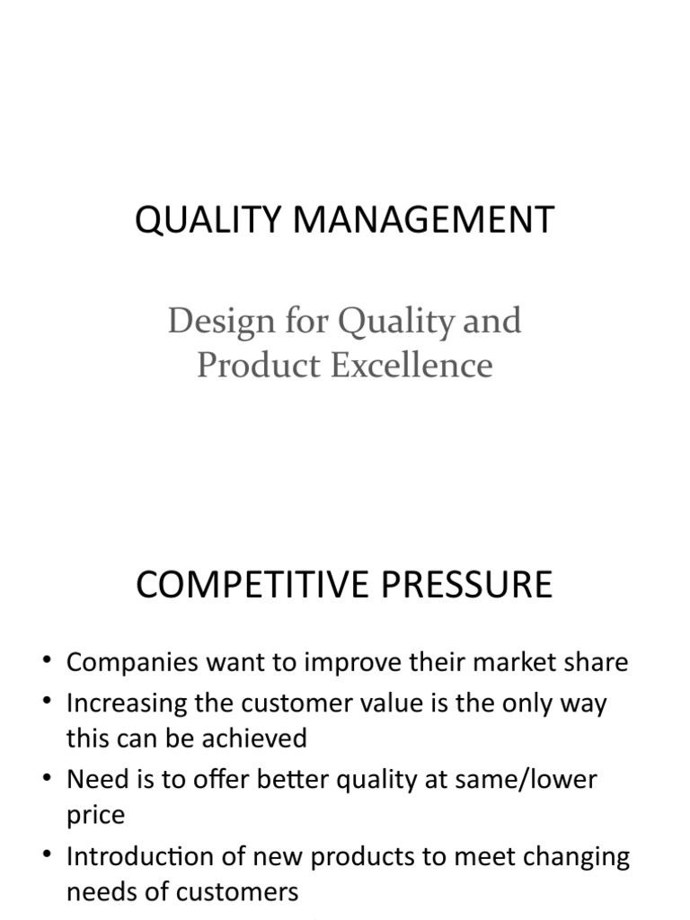 Design For Quality & Product Excellence | PDF | Design For Six Sigma ...