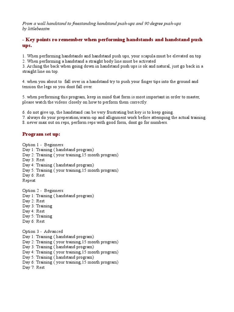 Handstand-Training PDF | PDF | Human Anatomy | Physical Exercise