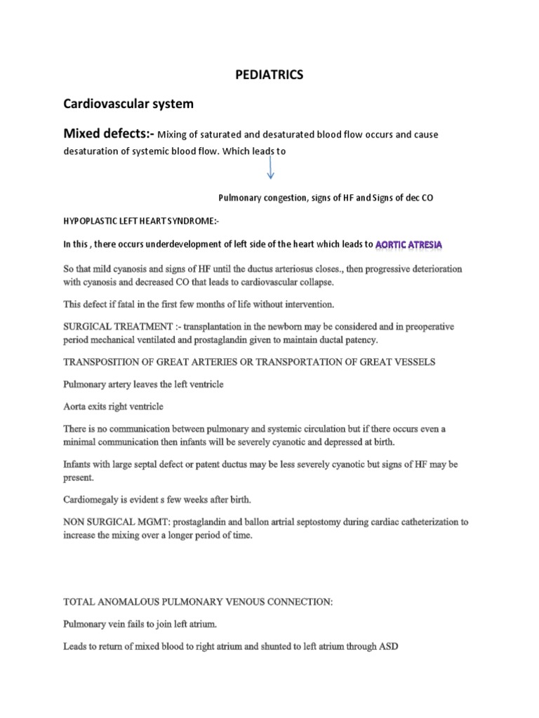 PEDIATRICS Cardiovascular System | PDF