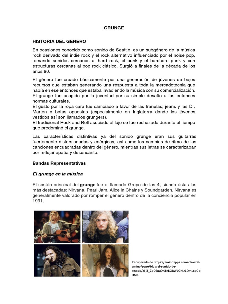 Historia y legado del grunge | PDF | Grunge | La música rock
