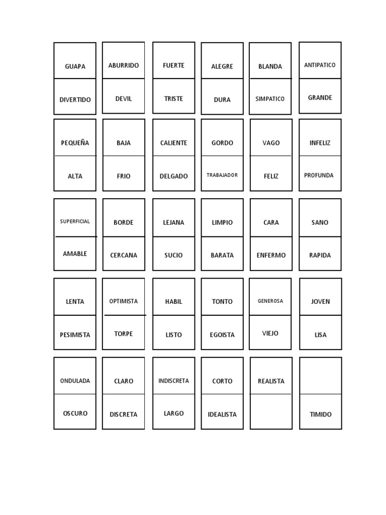 Juego de Domino Con Sinonimos y Antonimos Actividades y Juegos 11356 ...