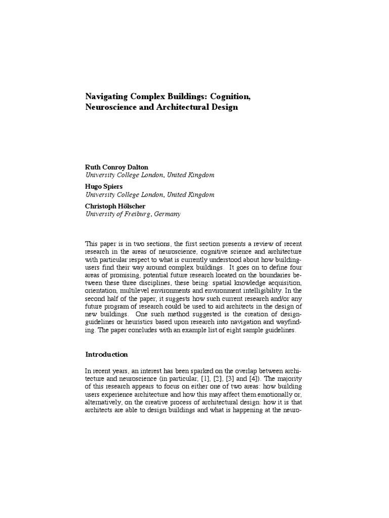 Navigating Complex Buildings | PDF | Hippocampus | Space