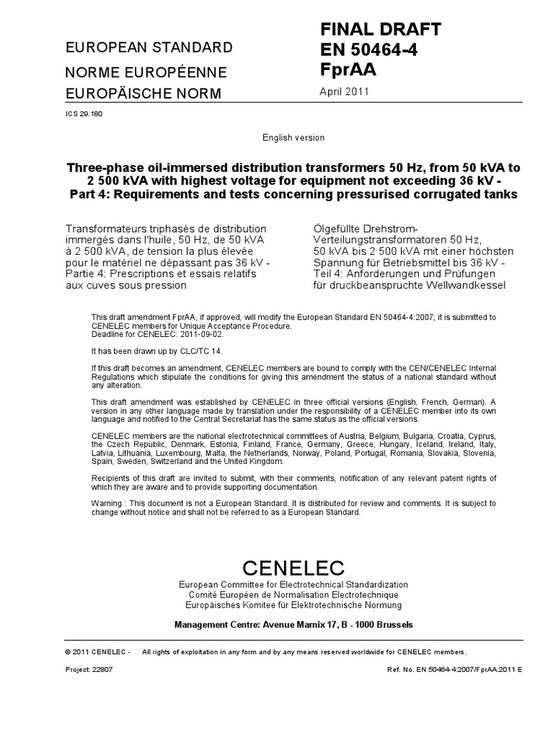 En 50464-4 | PDF | Business