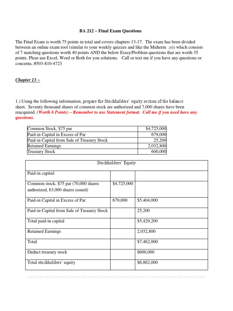 Final Exam Essay Questions | PDF | Investing | Stocks