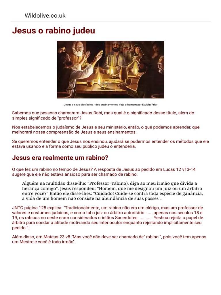 Jesus o Rabino Judeu | PDF | Judeus | Jesus