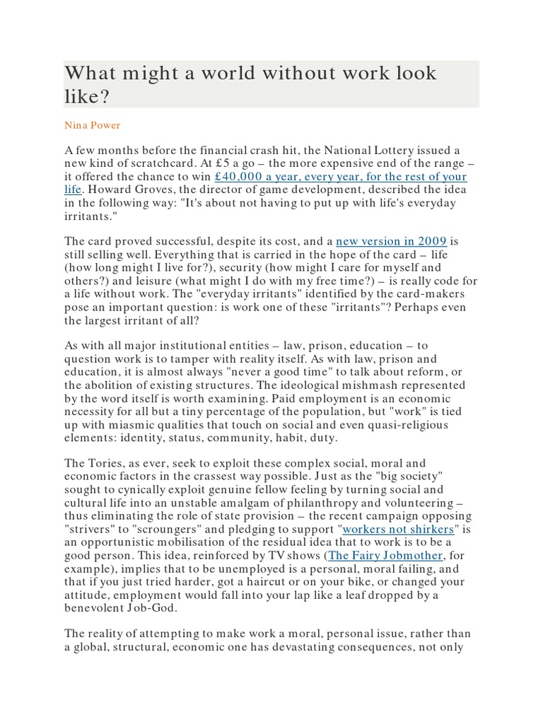 A World Without Work | PDF | Unemployment | Social Science