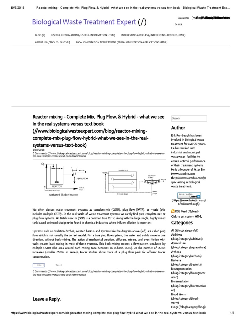Reactor Mixing: Real vs. Theory | PDF | Environmental Technology ...