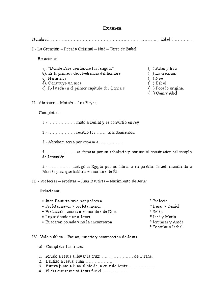 Examen Básico de Iniciación Cristiana | PDF | Sacramentos | Cristo (título)