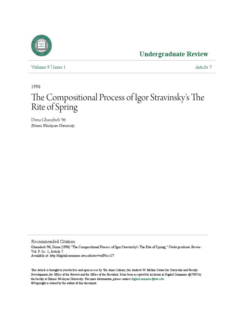 The Compositional Process of Igor Stravinskys The Rite of Spring | PDF ...