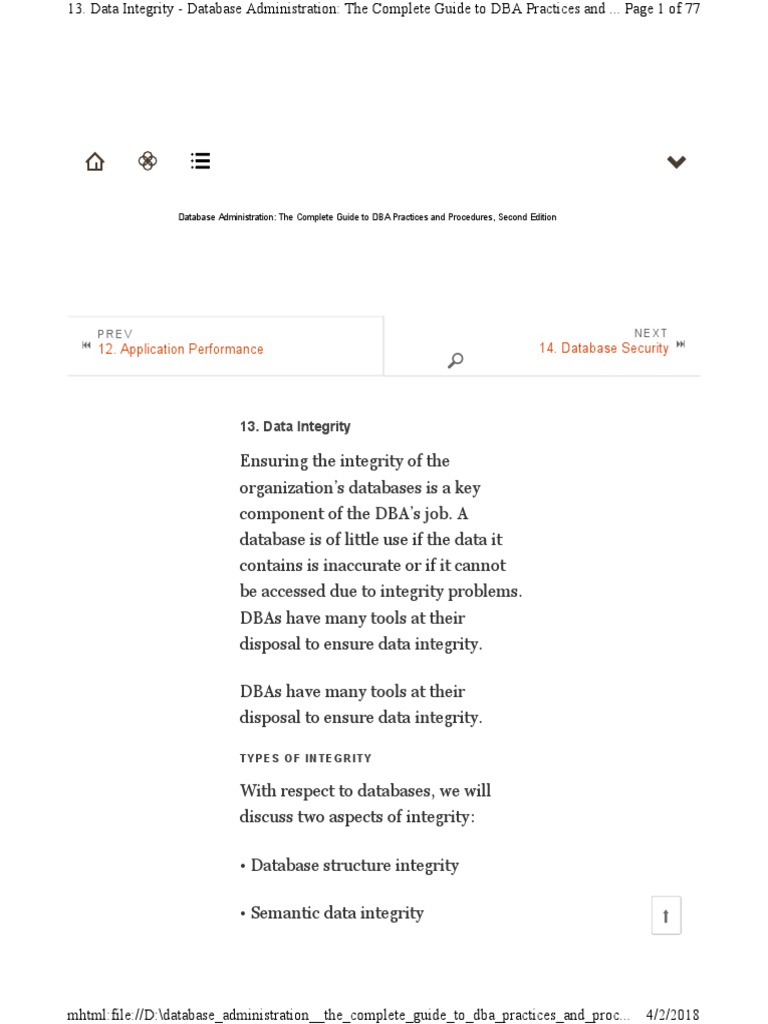 Data Integrity | PDF | Database Index | Databases