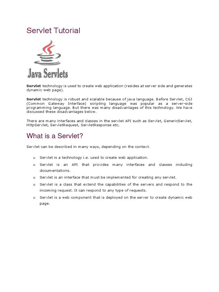 Servlet Tutorial: What Is A Servlet? | PDF | Hypertext Transfer Protocol | Web Server