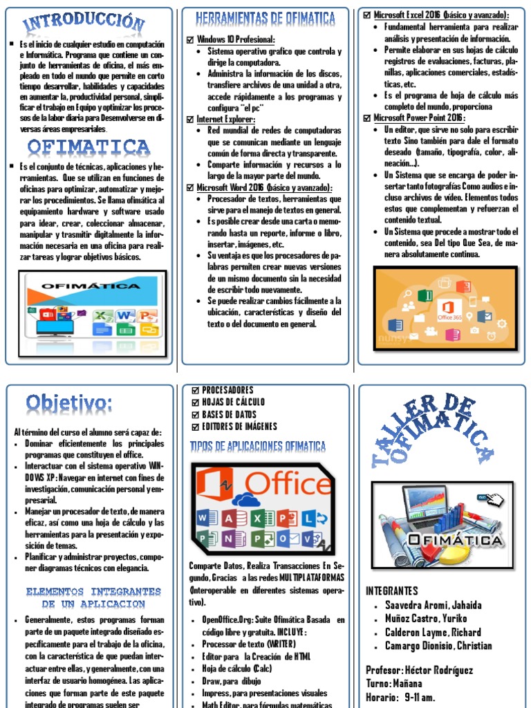 Triptico Ofimatica 2018 | PDF | Microsoft | Archivo de computadora