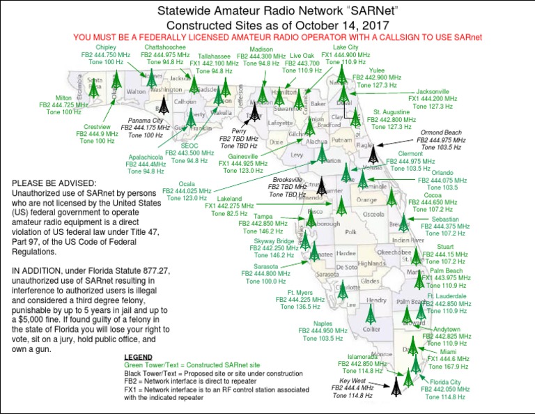 Florida HAM Sarnet Map | PDF | Florida | Amateur Radio