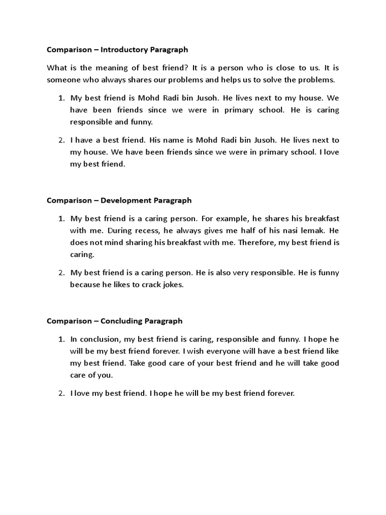 Comparison Paragraph